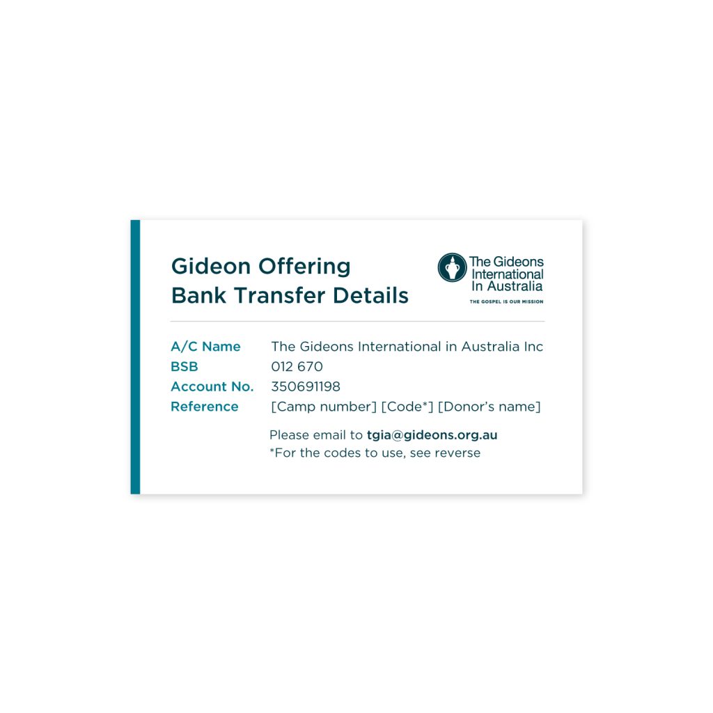Gideon Bank Transfer Detail Card (10 Pack) – The Gideons International ...